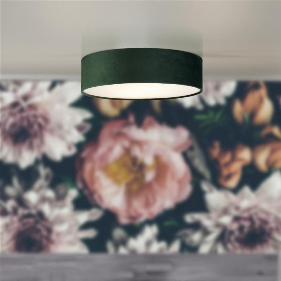 Velvet Dark Green Flush Ceiling Light | The Urban Lighting Collection